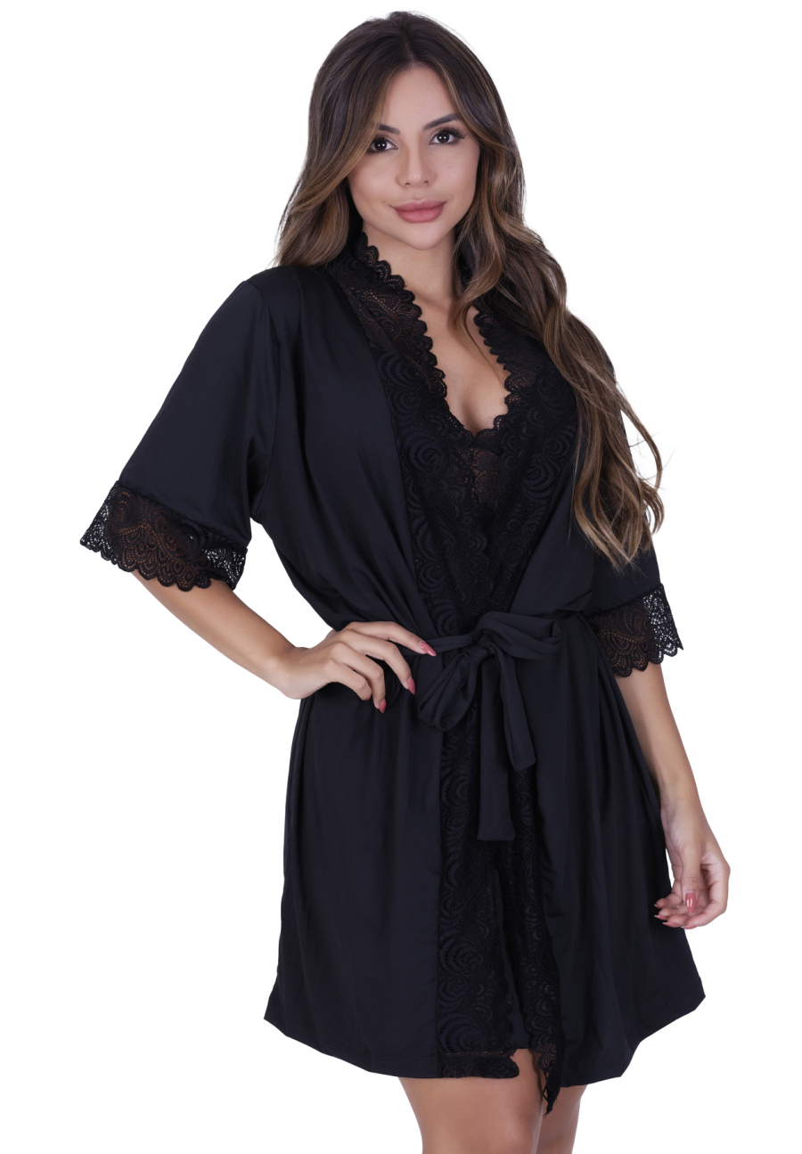 Robe Sofia de Microfibra Light e Renda | Biografia da Moda